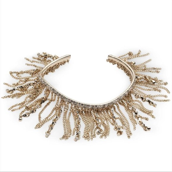 Givenchy | Jewelry | Givenchy Goldtone Crystal Chain Fringe Cuff ...